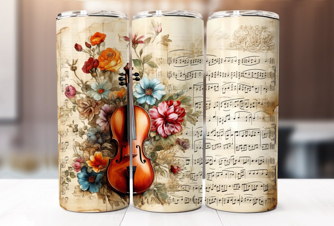 Music Notes Sheet Sublimation Design, 20oz Skinny Tumbler Digital ...