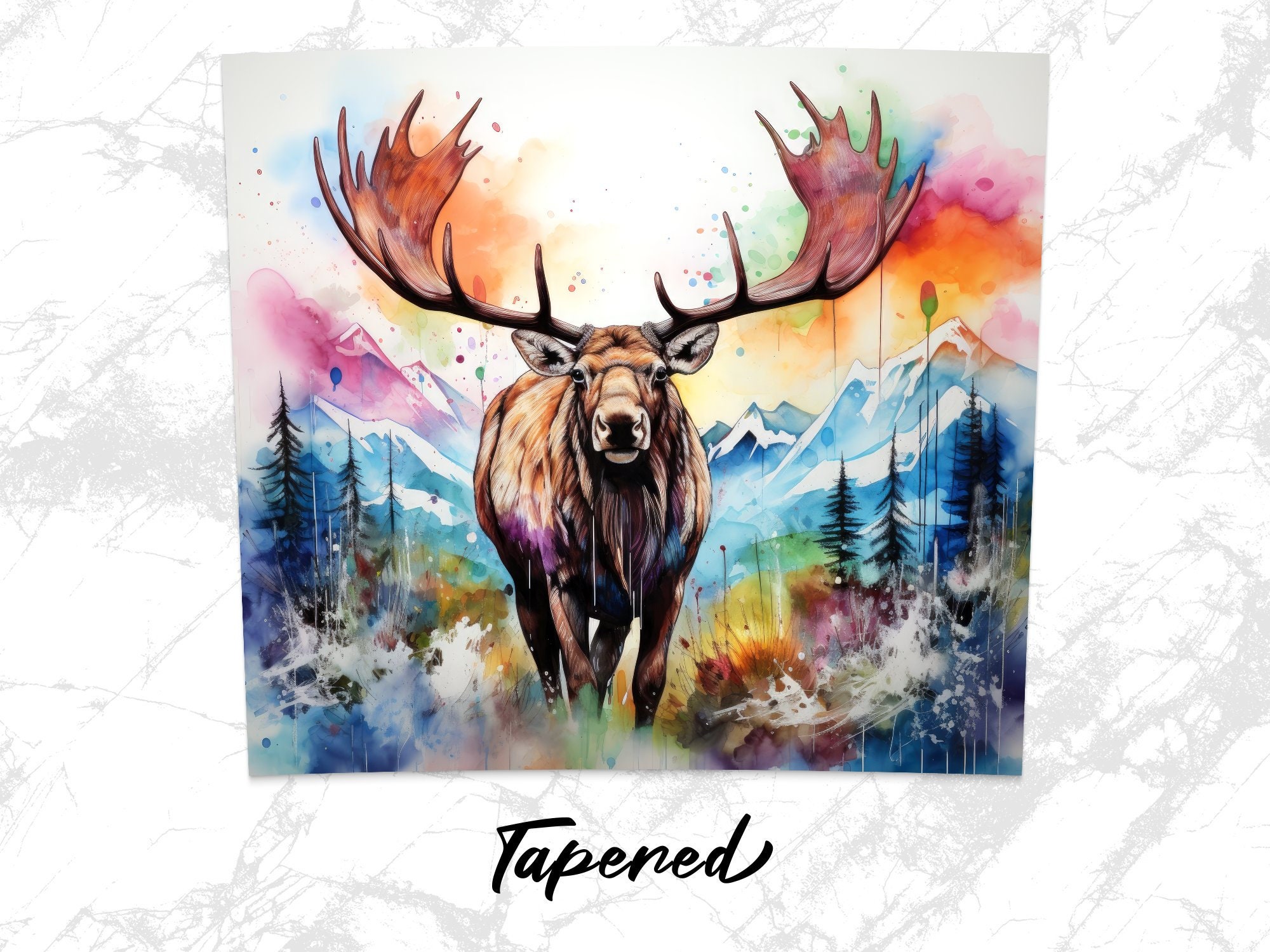 Alcohol Ink Moose Sublimation Design, 20oz Skinny Tumbler Digital ...