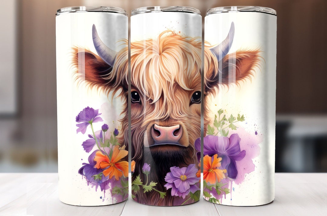 Baby Highland Cow Sublimation Design, 20oz Skinny Tumbler Digital ...