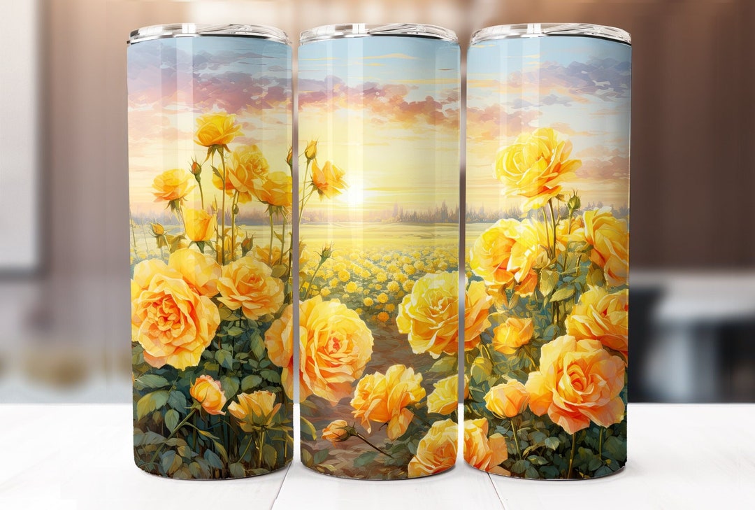 Yellow Roses Sublimation Design, 20oz Skinny Tumbler Digital Download ...