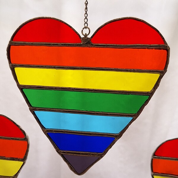 Stained Glass Rainbow Heart - Etsy