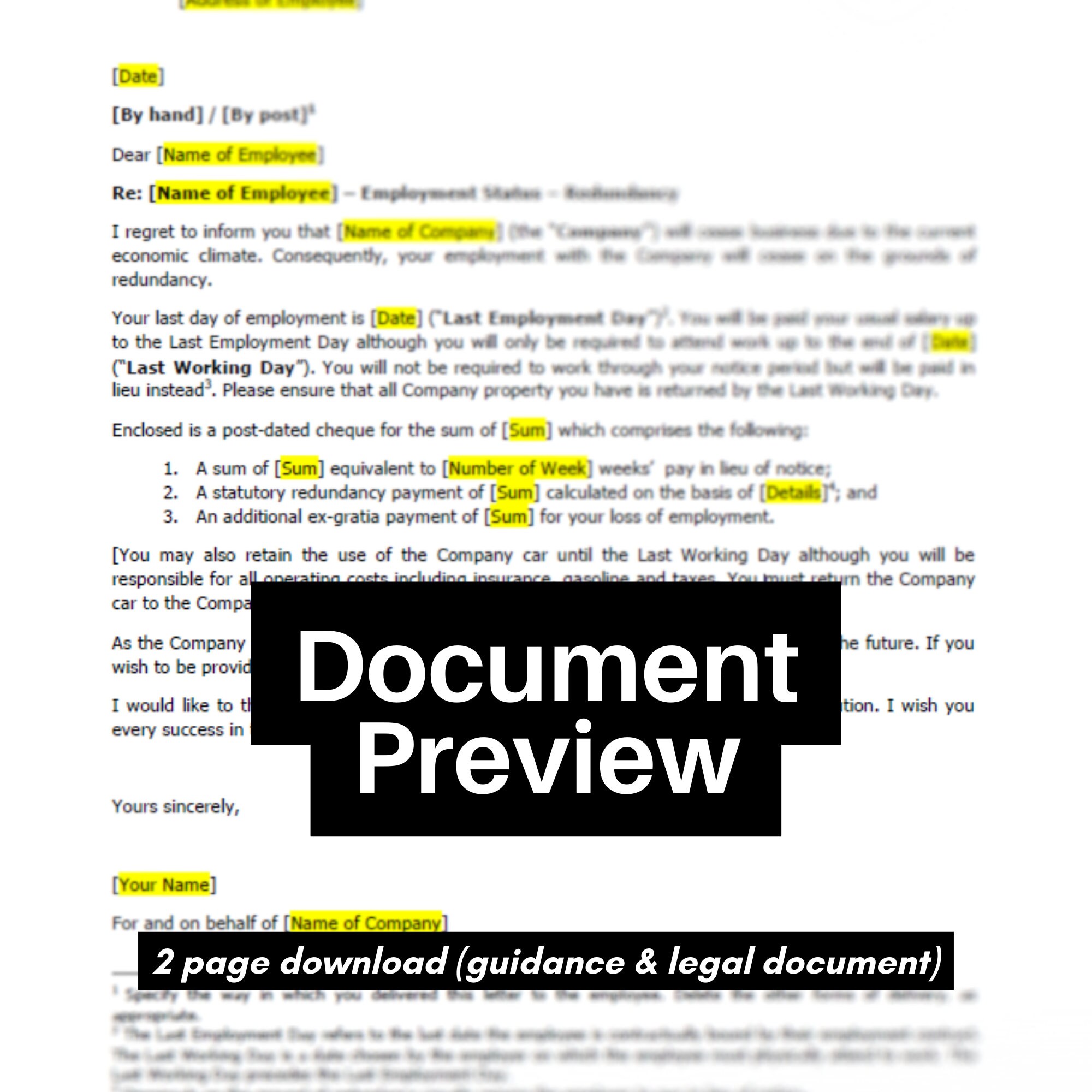 Employee Redundancy Letter | Employee Layoff Letter | Legal Employee ...