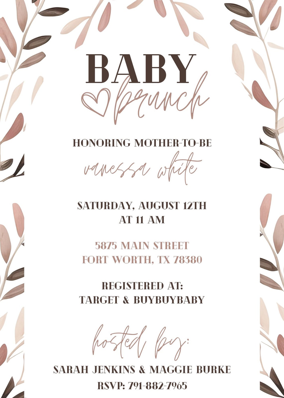 Baby Shower Brunch Invite Bundle Baby Shower Baby Shower Bundle Floral ...
