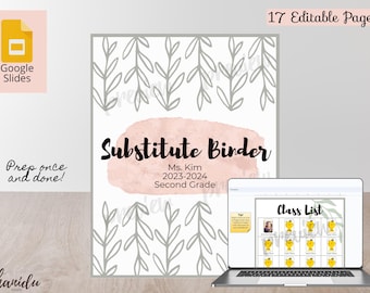 Editable Substitute Teacher Binder Template, Sub Binder Template ...