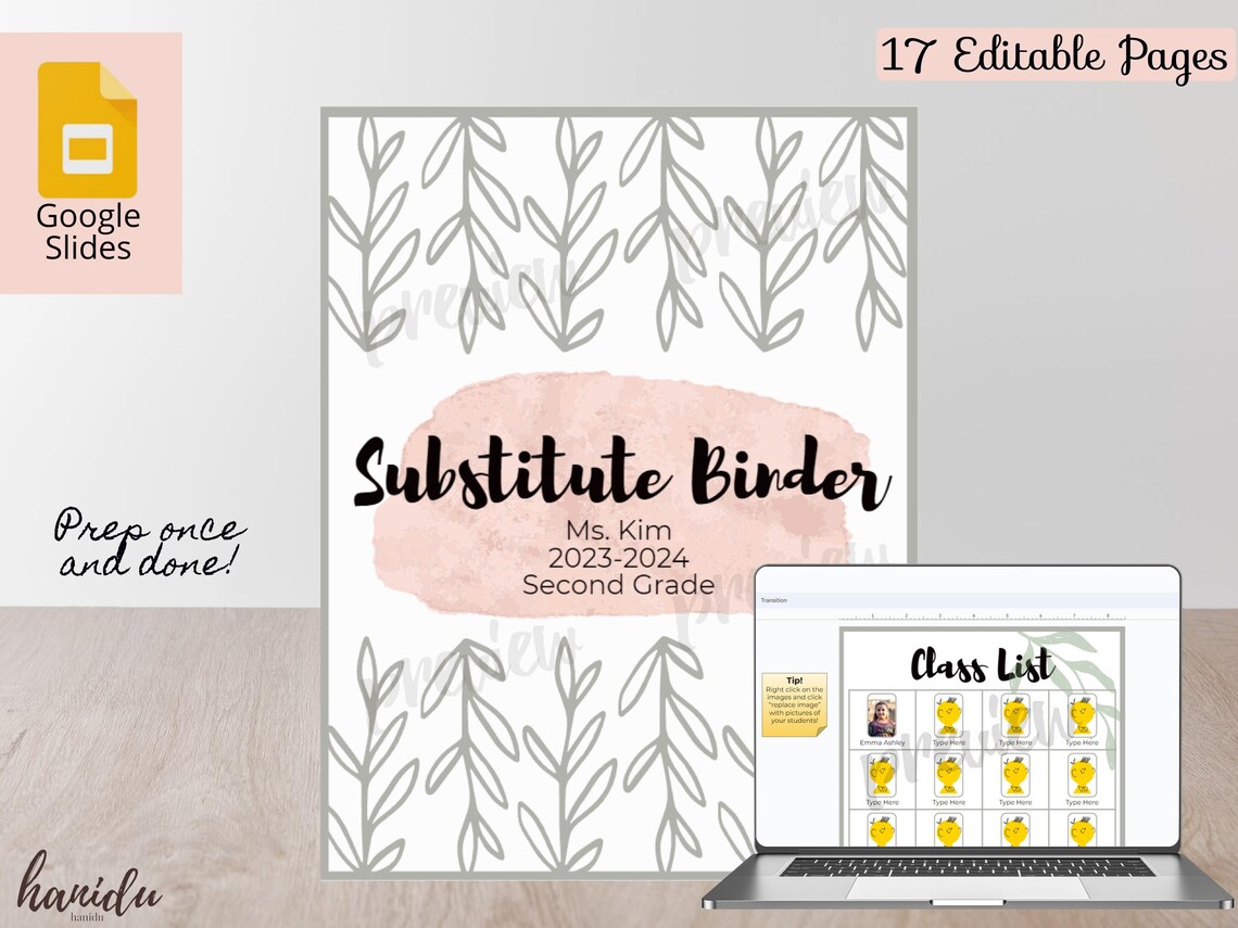 Editable Substitute Binder, Printable Substitute Template, Digital Sub ...