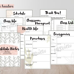 Editable Substitute Binder, Printable Substitute Template, Digital Sub ...