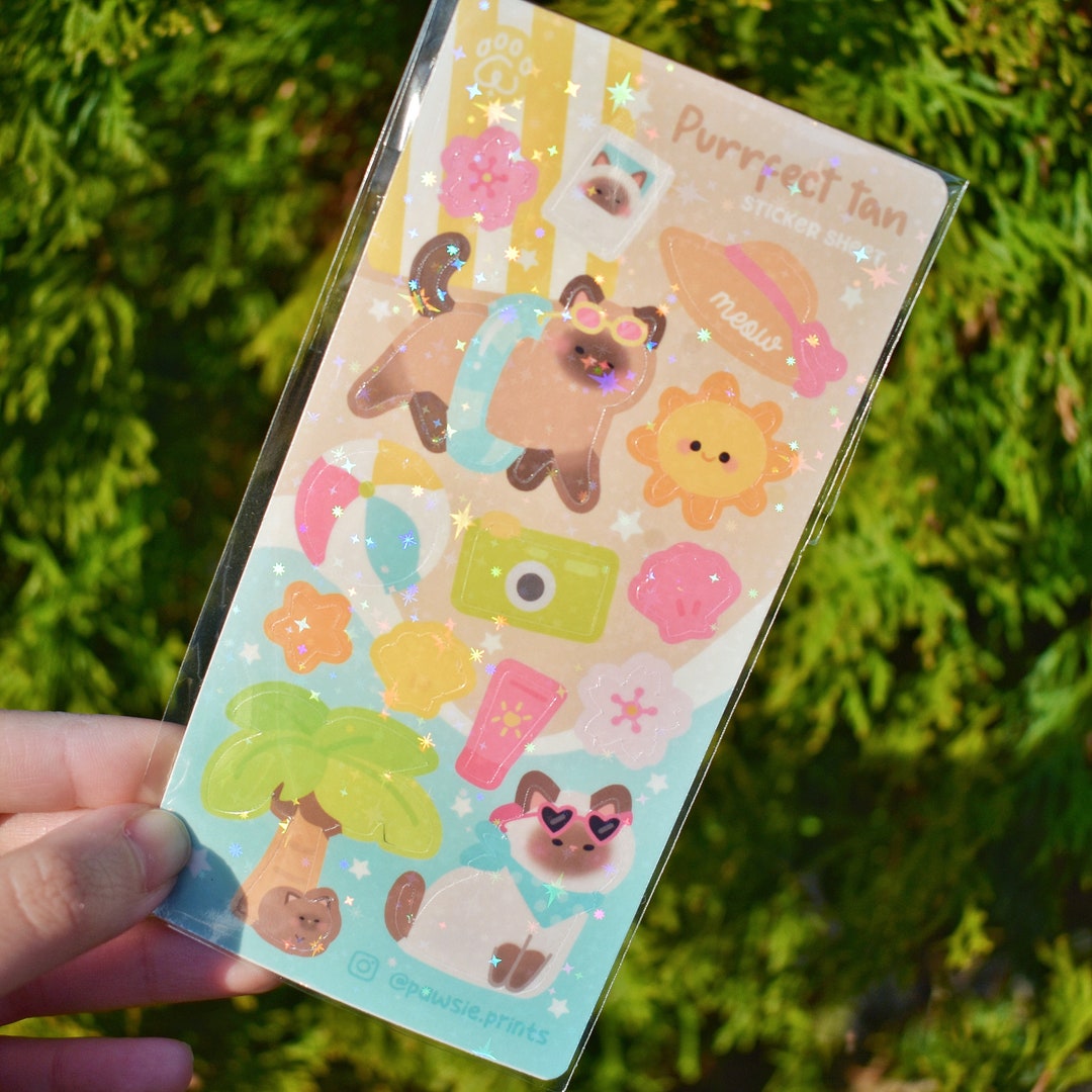 Purrfect Tan Holographic Sticker Sheet - Etsy