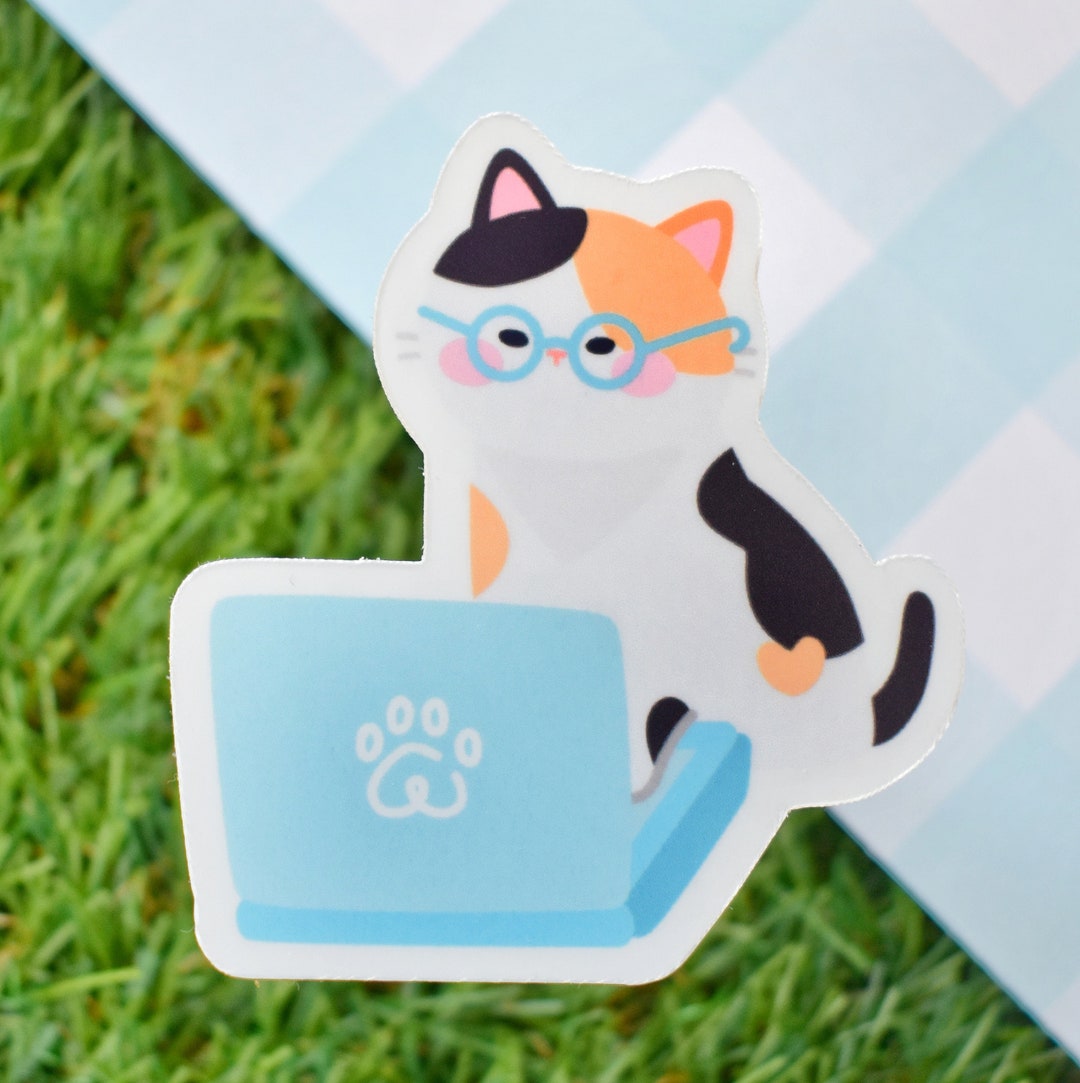 Working Cat Vinyl Sticker - Etsy