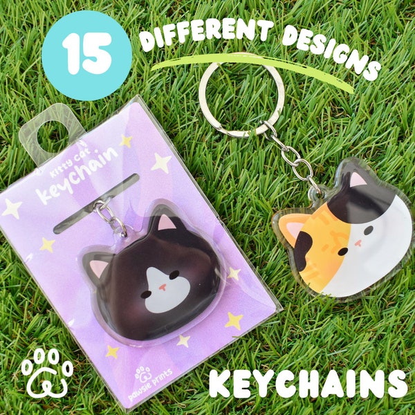 Acrylic Cat Keychain - Etsy