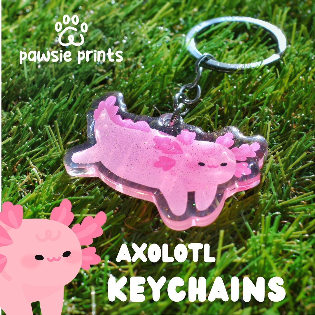 Axolotl Acrylic Keychain With Sparkles - Etsy