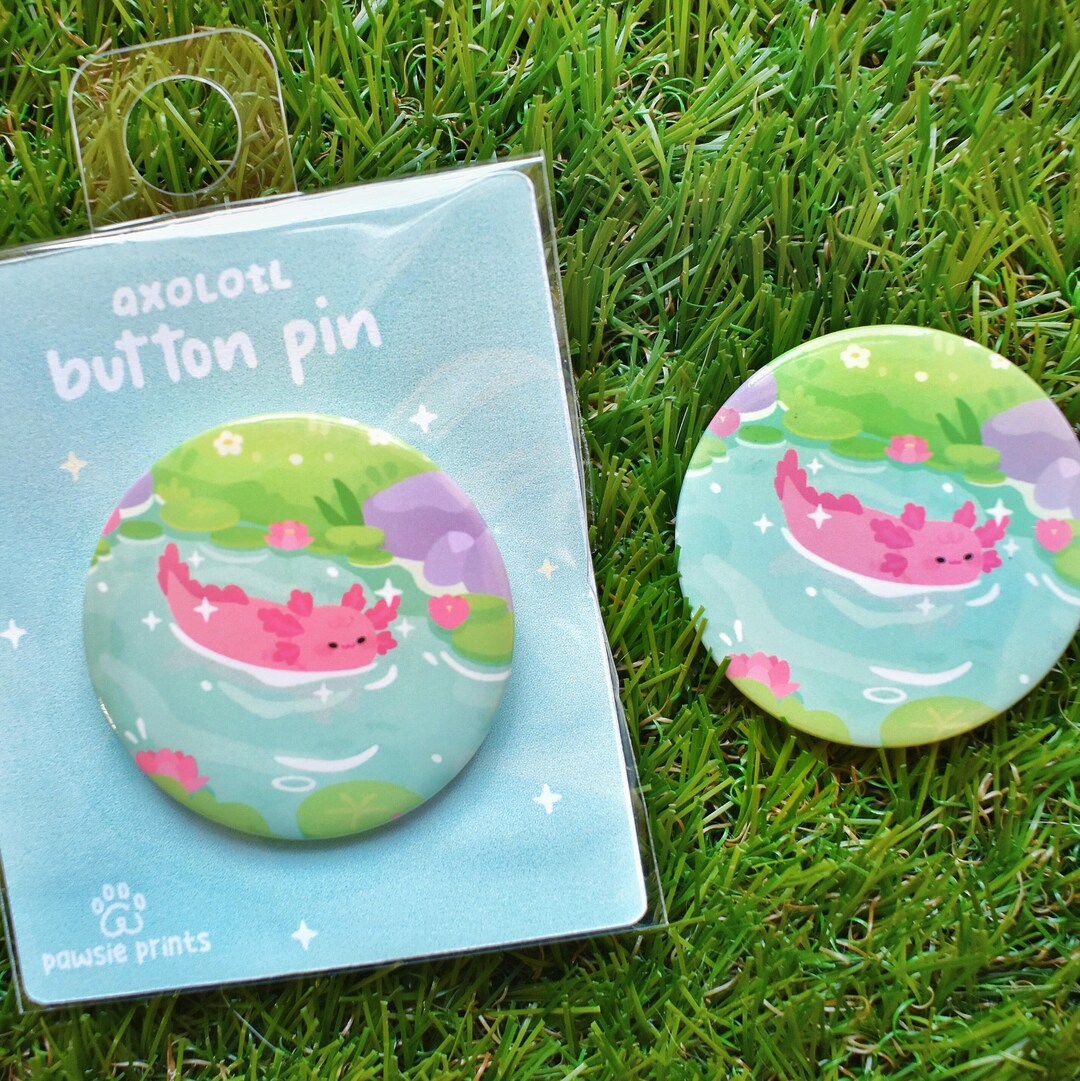 Axolotl Button Pin - Etsy