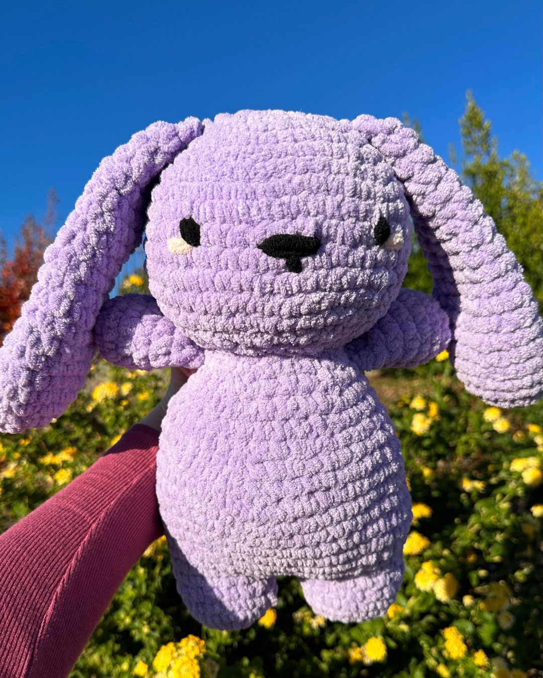Purple Bunny Plush| Large Fluffy Plushie Amigurumi| Handmade Crochet ...
