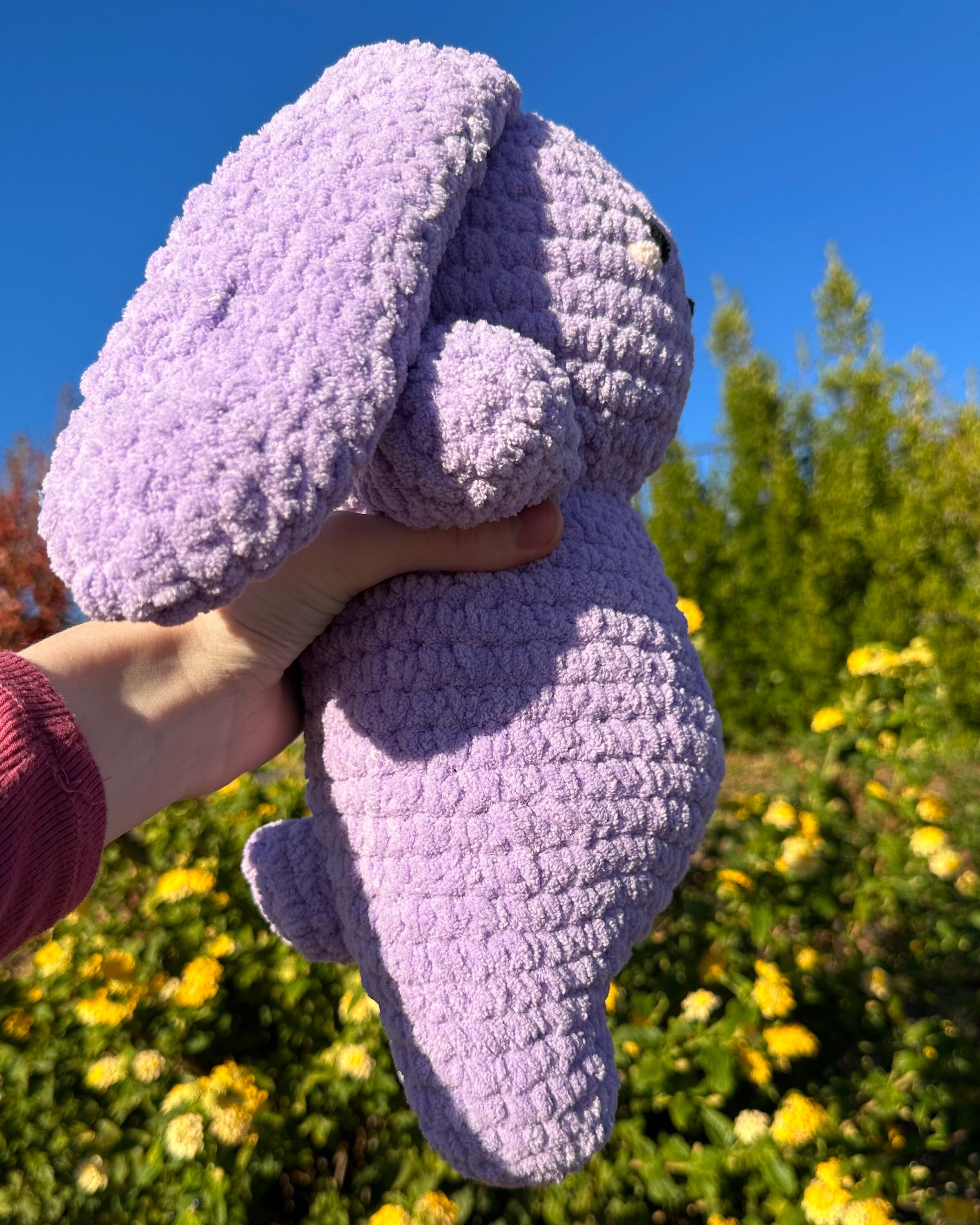 Purple Bunny Plush Large Fluffy Plushie Amigurumi Handmade - Etsy