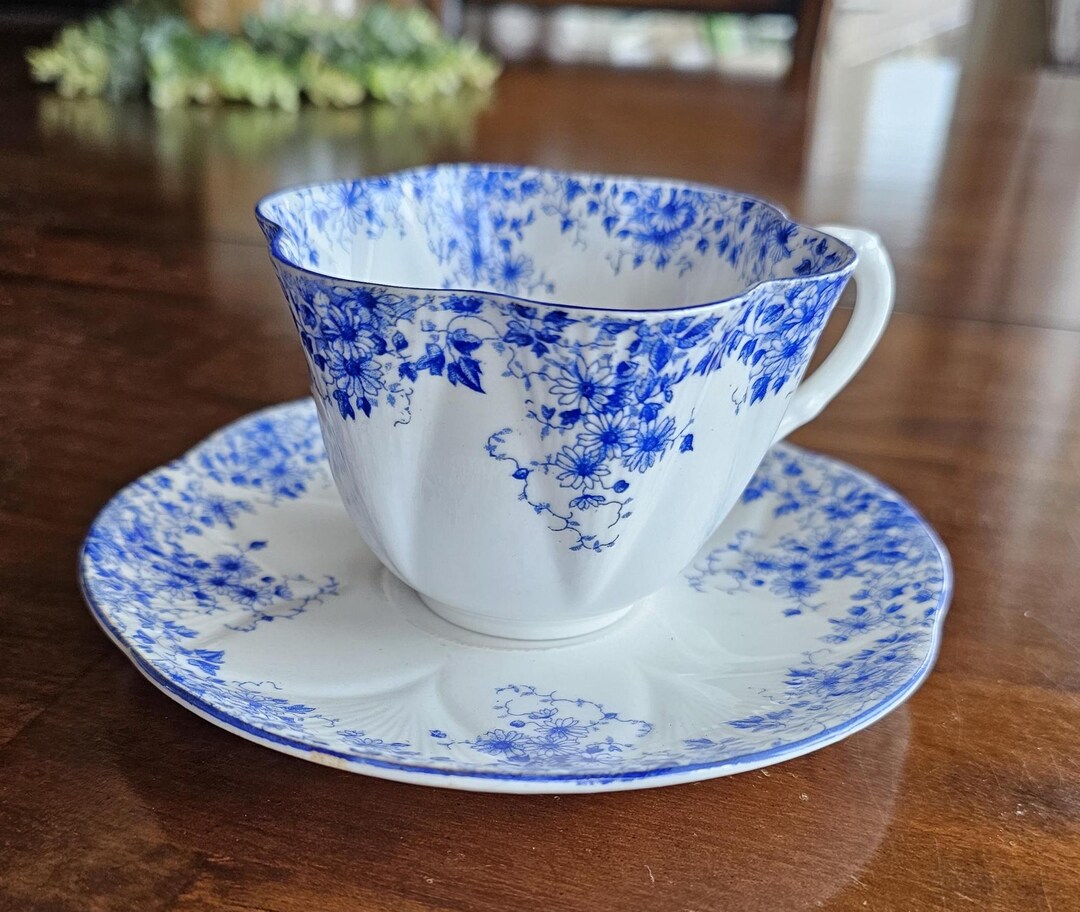 Shelley Dainty Blue Pattern 1950s Scalloped Floral Teacup Set, Vintage ...