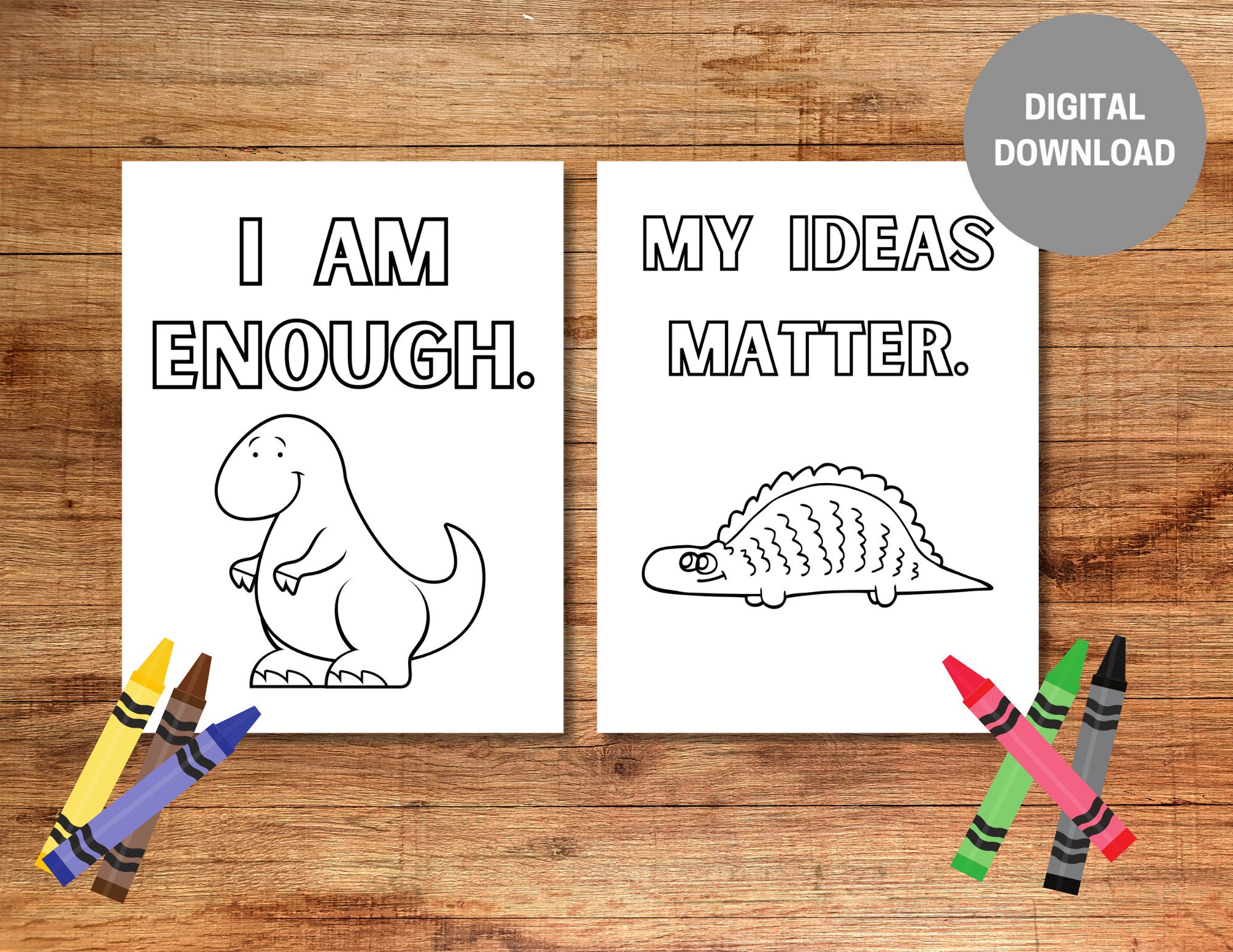 Dinosaur Affirmation Coloring Book Coloring Sheets Toddler - Etsy