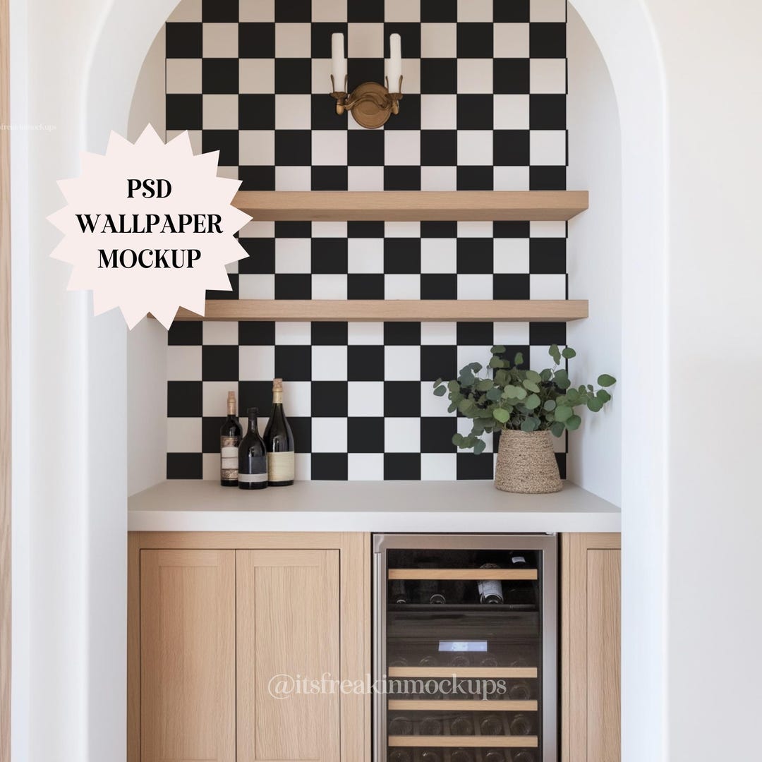 Smart Object Bar Wallpaper Mockup, PSD Wallpaper Mockup, Backsplash ...
