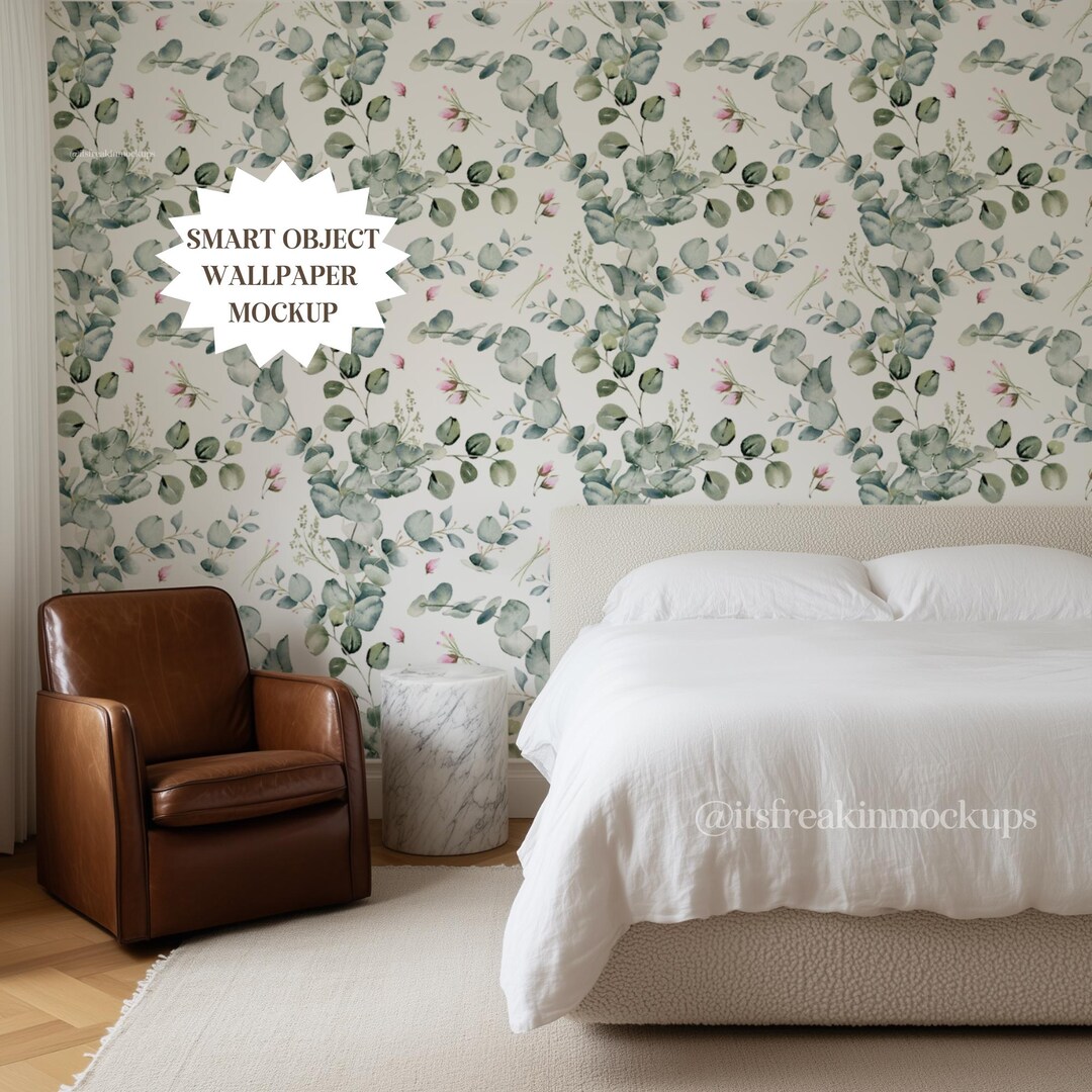 Wallpaper Mockup PSD: Smart Object, Interior Design (2000x2000 Px) - Etsy