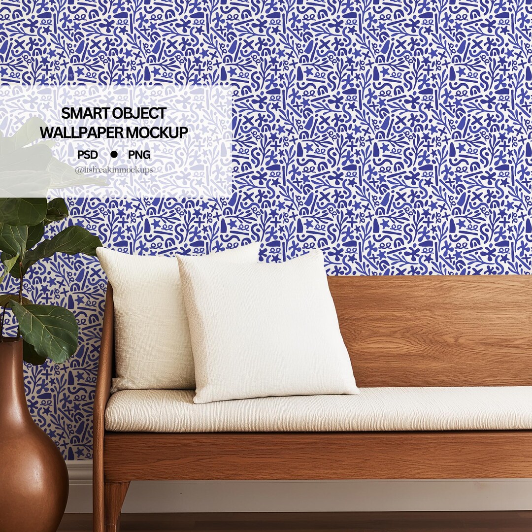 Wallpaper Mockup PSD: Smart Object, Interior Design (2500x3319 Px) - Etsy