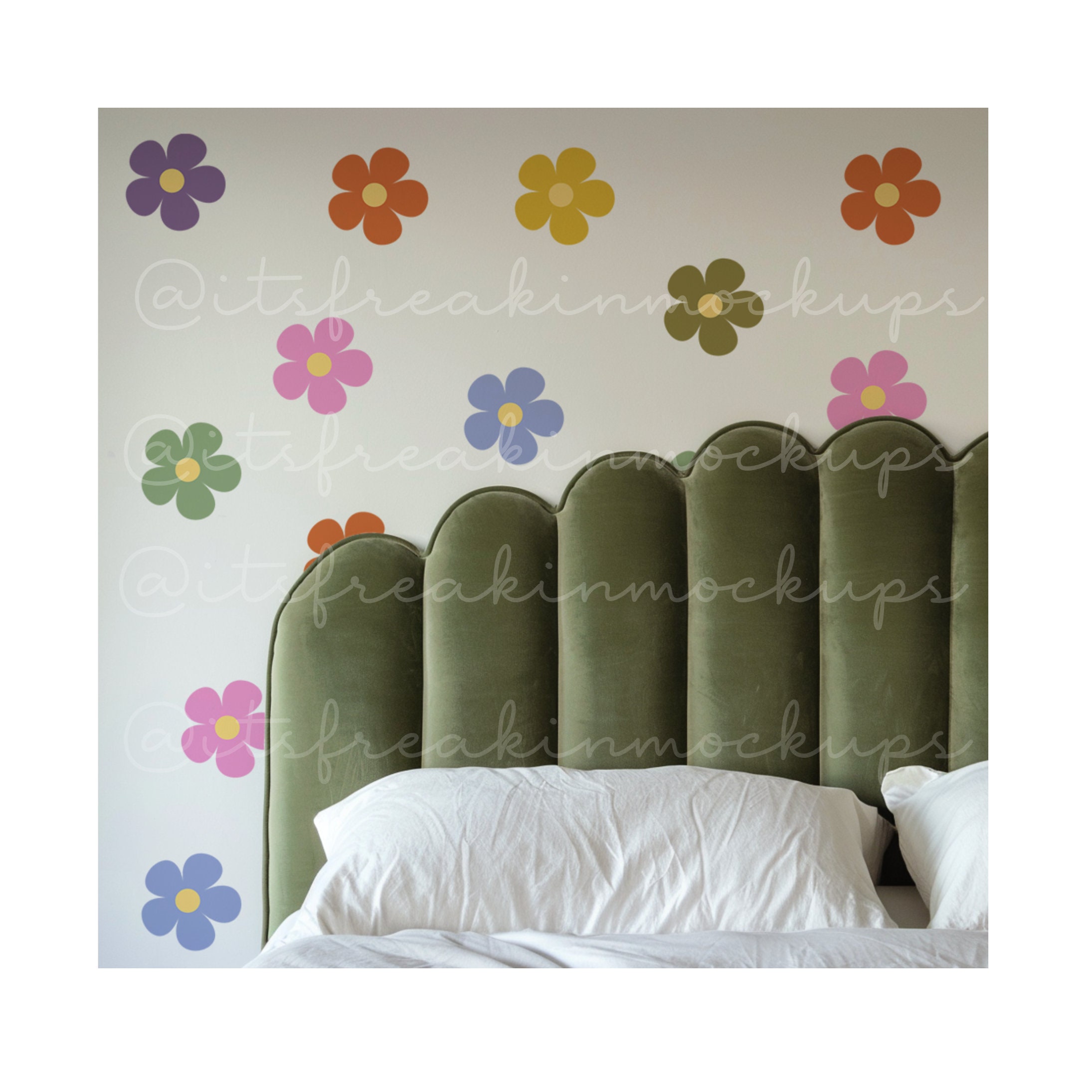 Headboard Wallpaper Mockup, PSD Wallpaper Mockup, Drag & Drop PSD, PSD ...
