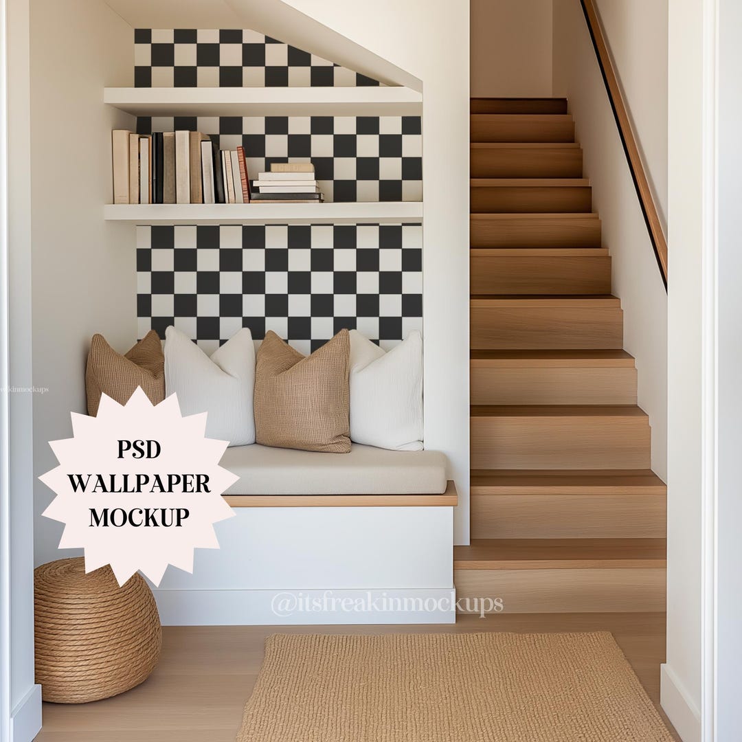 Smart Object Reading Nook Wallpaper Mockup, PSD Wallpaper Mockup, Wall ...