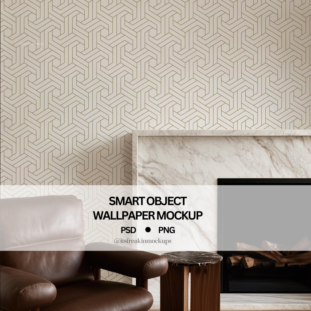 Smart Object Living Room Wallpaper Mockup, Living Room Wallpaper Mockup ...