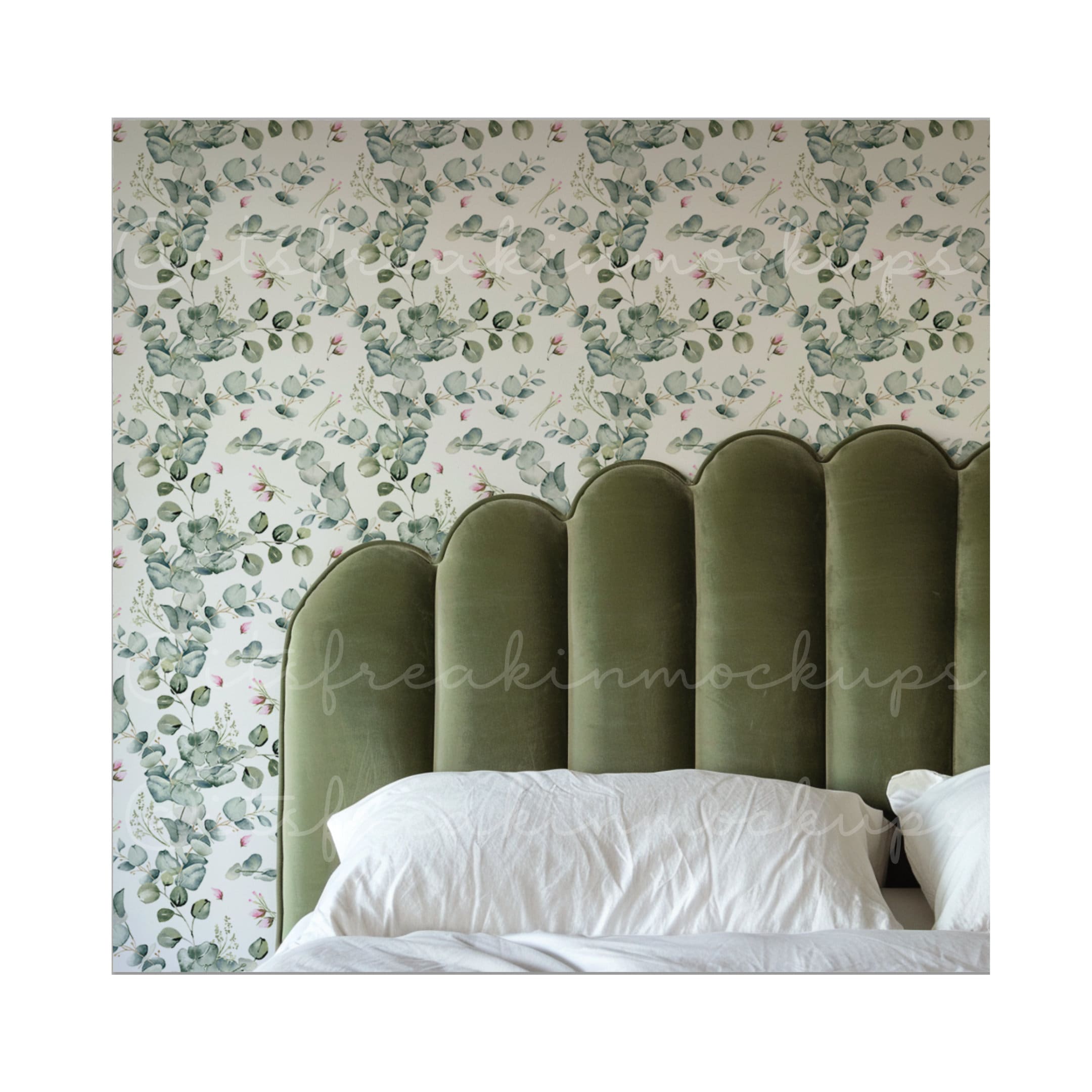 Headboard Wallpaper Mockup, PSD Wallpaper Mockup, Drag & Drop PSD, PSD ...