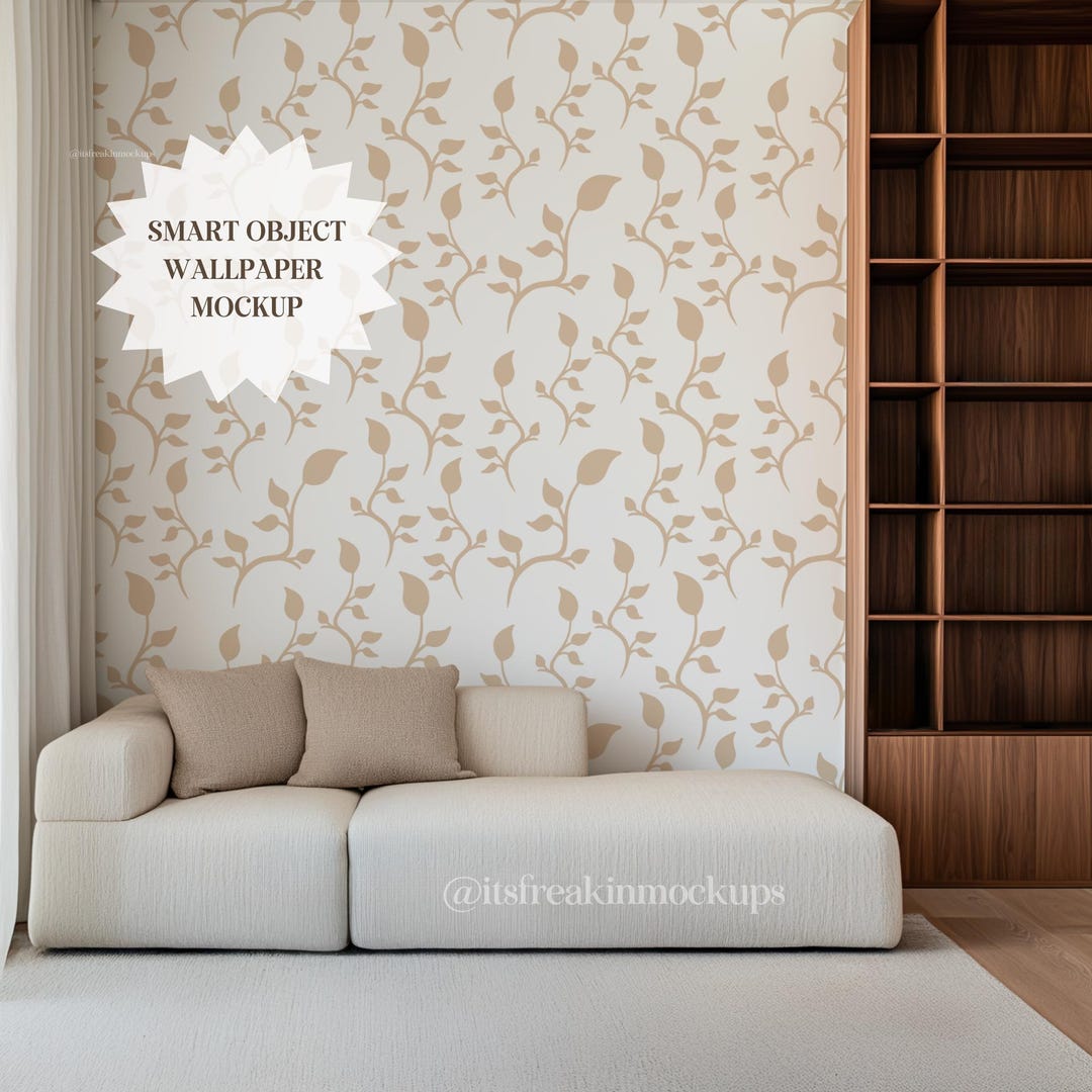Wallpaper Mockup PSD: Smart Object, Living Room Mural (digital File) - Etsy