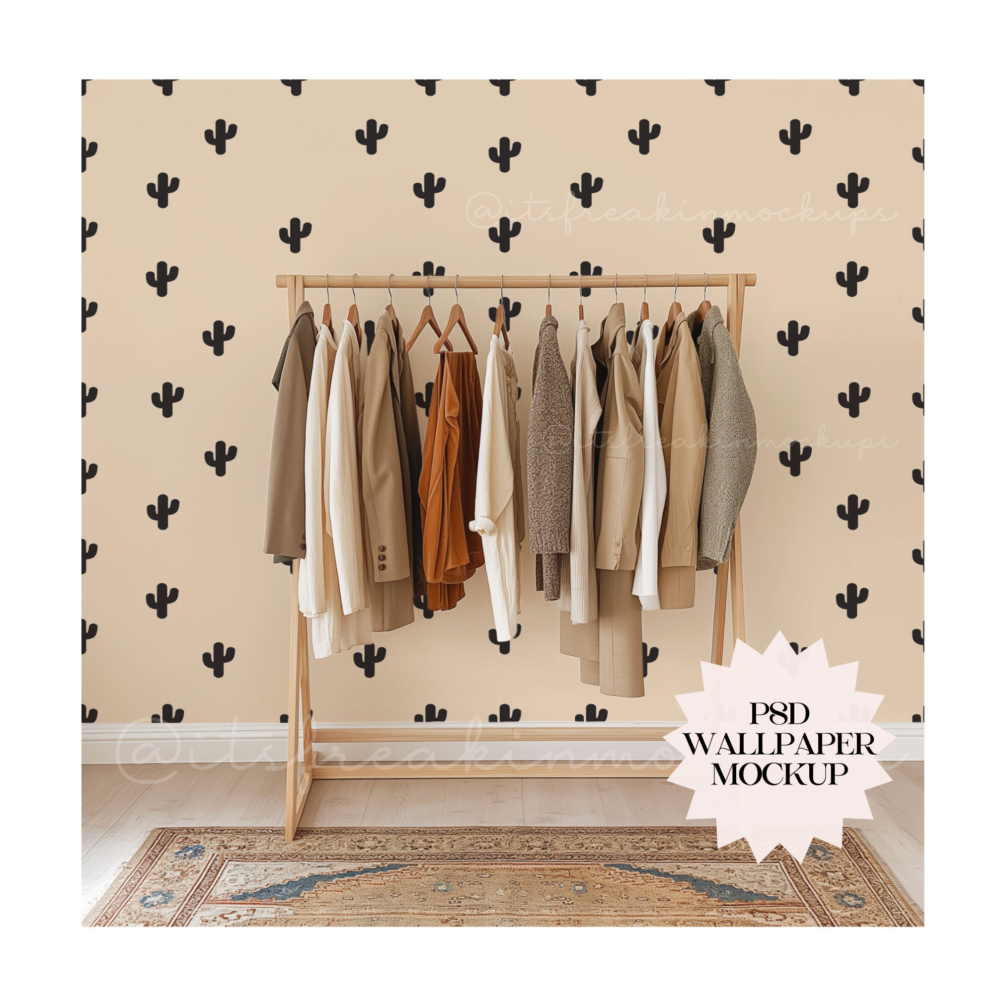 Clothing Rack Wallpaper Mockup, PSD Wallpaper Mockup, Drag and Drop PSD ...