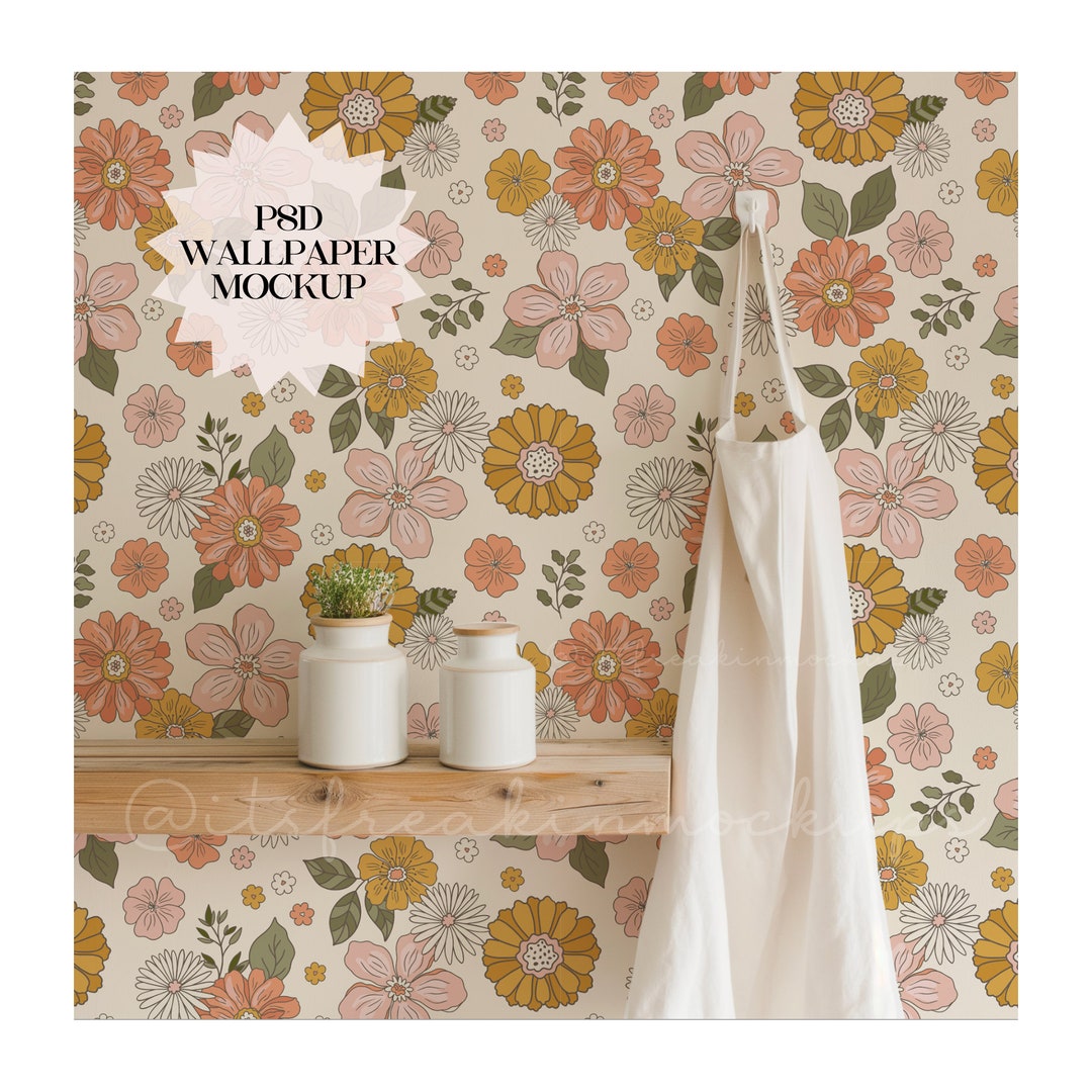 Kitchen Wallpaper Mockup, PSD Wallpaper Mockup, Drag and Drop PSD, PSD ...