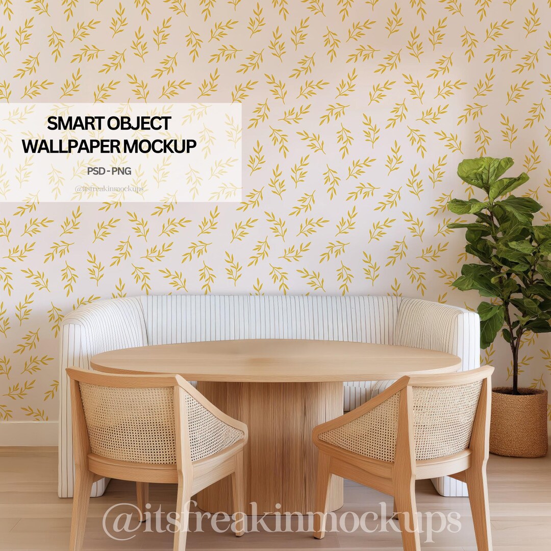 Coastal Dining Nook Wallpaper Mockup, Kitchen Dining Nook Wallpaper ...