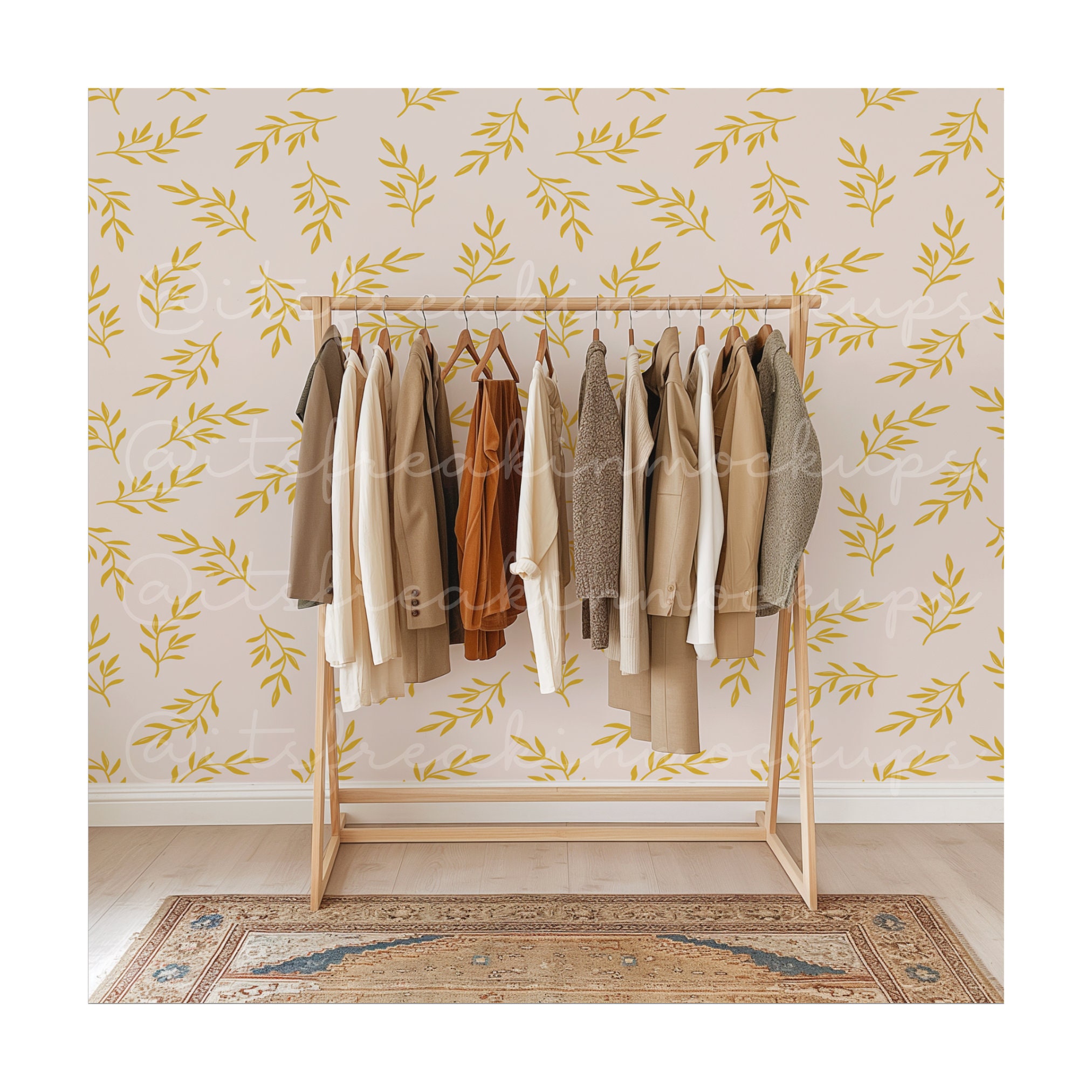 Clothing Rack Wallpaper Mockup, PSD Wallpaper Mockup, Drag and Drop PSD ...