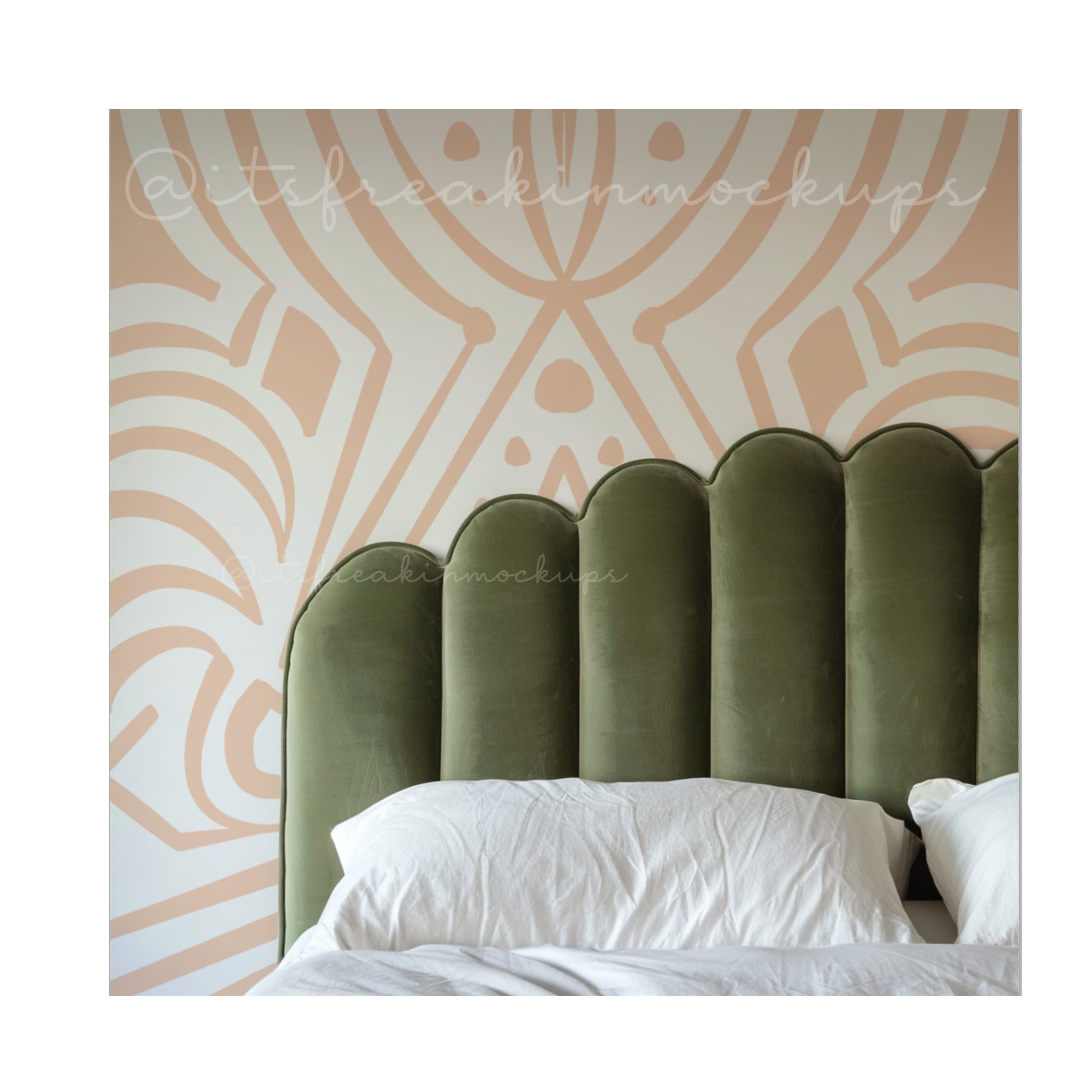 Headboard Wallpaper Mockup, PSD Wallpaper Mockup, Drag & Drop PSD, PSD ...