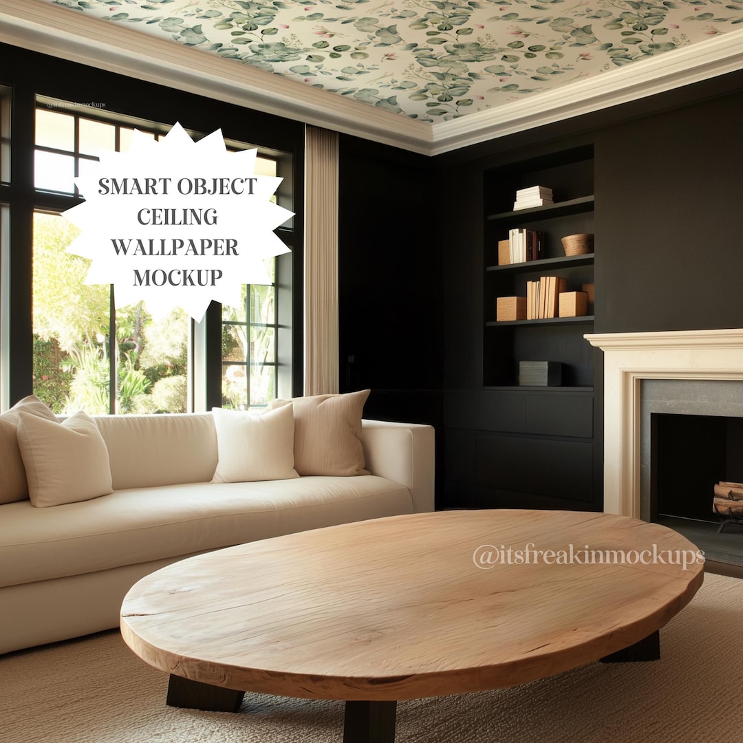 Ceiling Wallpaper Mockup: Smart Object PSD, Interior Design (digital ...