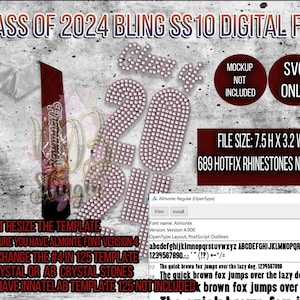 Graduation Stole Digital File Class of 2024 SS10 Rhinestone SVG ONLY ...