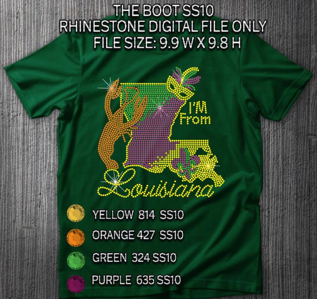 Louisiana Rhinestone Digital Design | Mardi Gras Bling File | SS10 ...