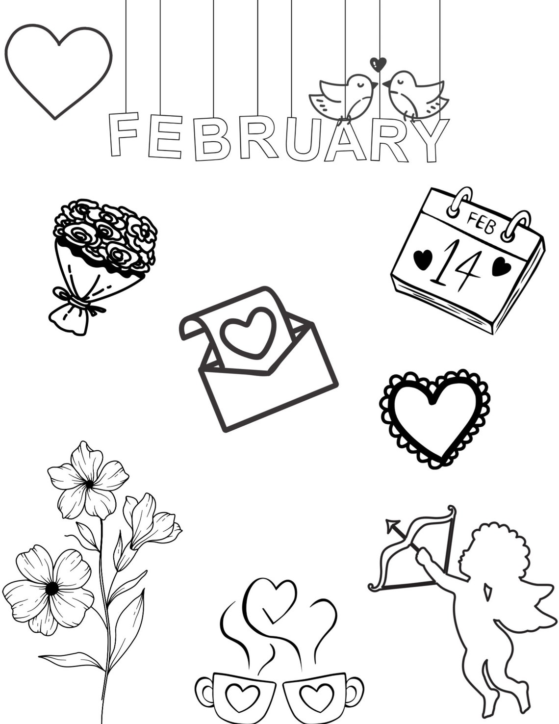 Valentine Coloring Pages and Worksheets - Etsy