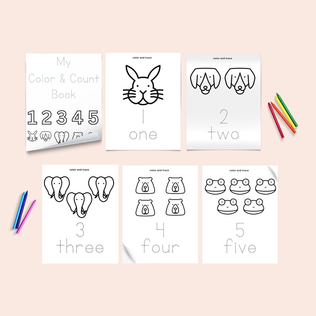 Color and Trace Numbers| Preschool Color and Trace Numbers 1-5| Number ...