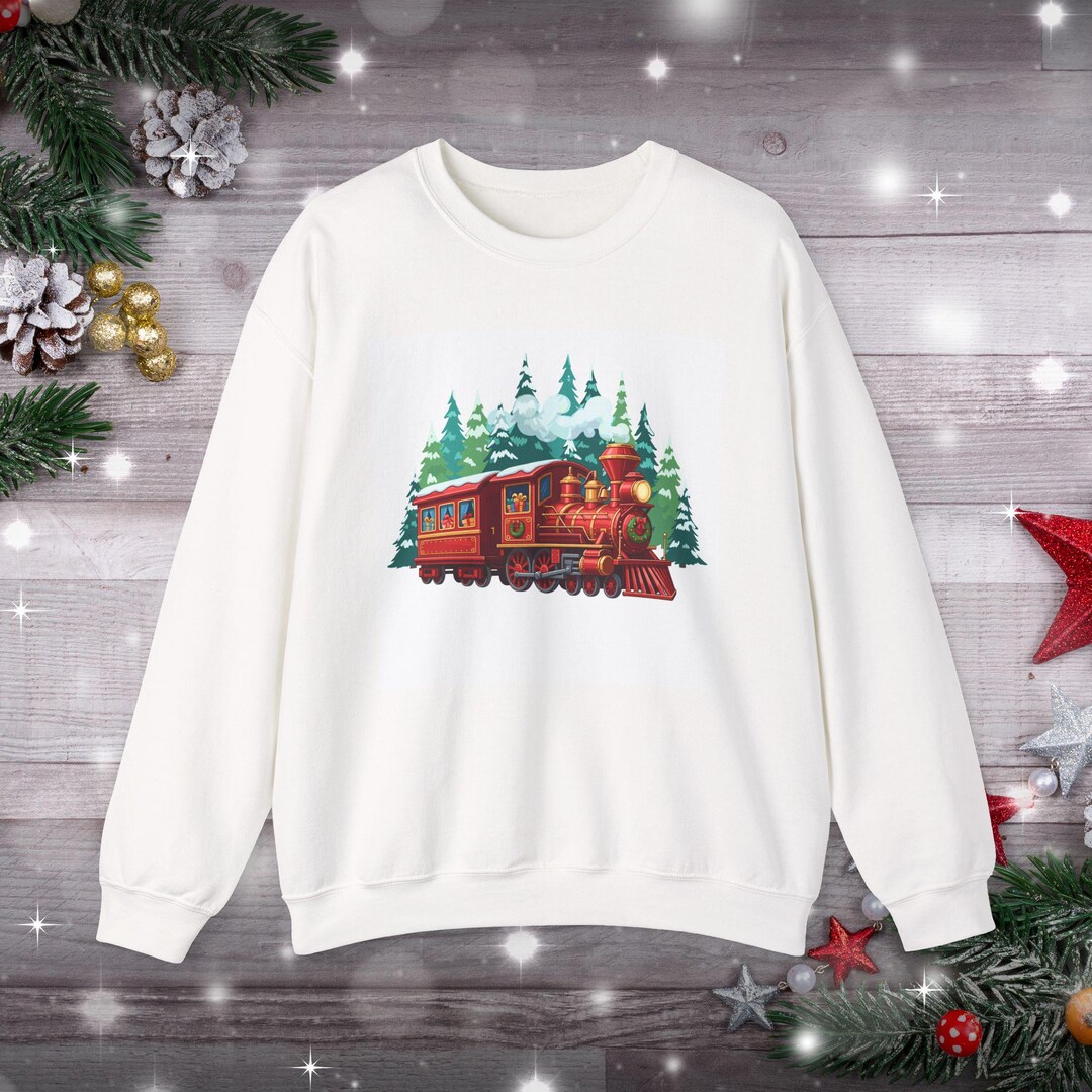 Vintage Holiday Steam Train Sweatshirt | Christmas Train Crewneck ...