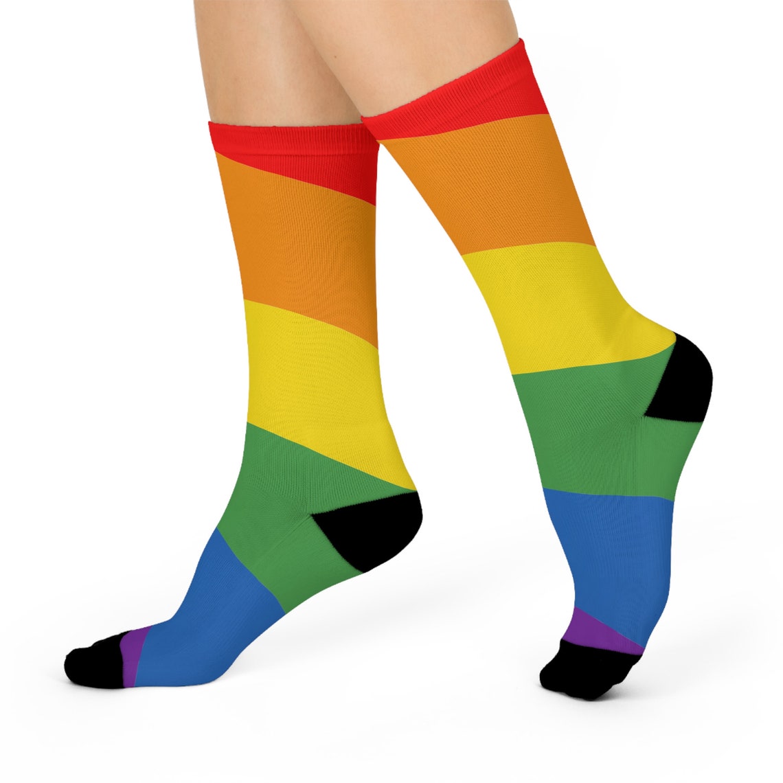 Pride Rainbow Cushioned Crew Socks/lgbtq + Pride Socks/rainbow Socks ...