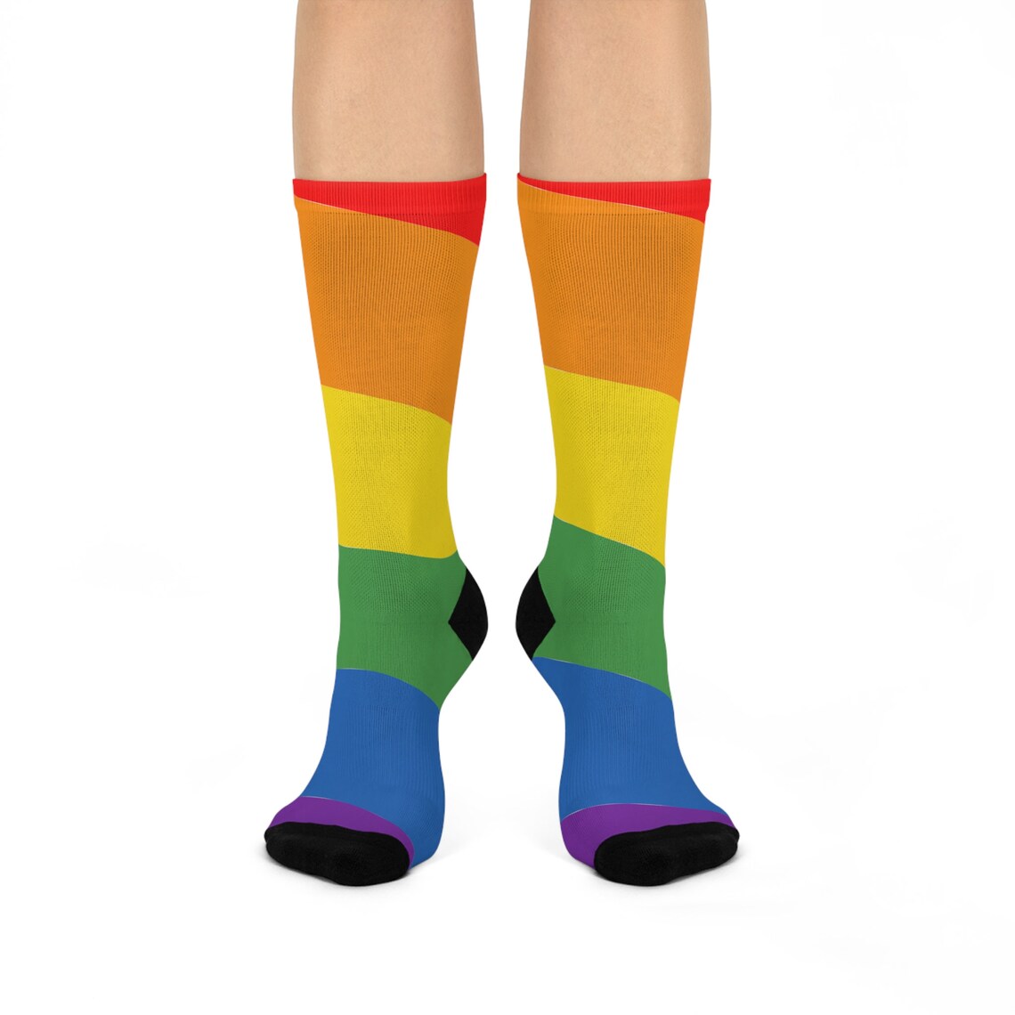 Pride Rainbow Cushioned Crew Socks/lgbtq + Pride Socks/rainbow Socks ...
