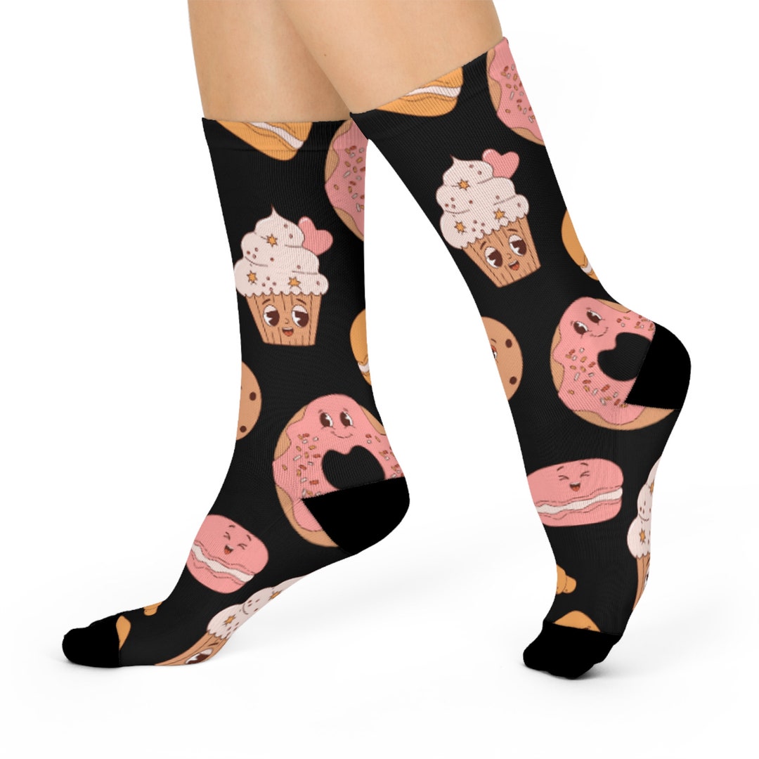 Sweet Treats Cushioned Crew Socks/cute Pastry Socks/stocking Stuffers ...