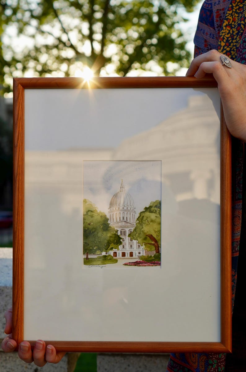 Capitol Square Watercolor Print - Madison, Wisconsin - Etsy