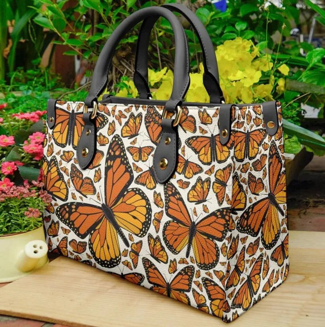 Monarch Butterfly Aesthetic Leather Bag Hand Bag,butterfly Lover's ...