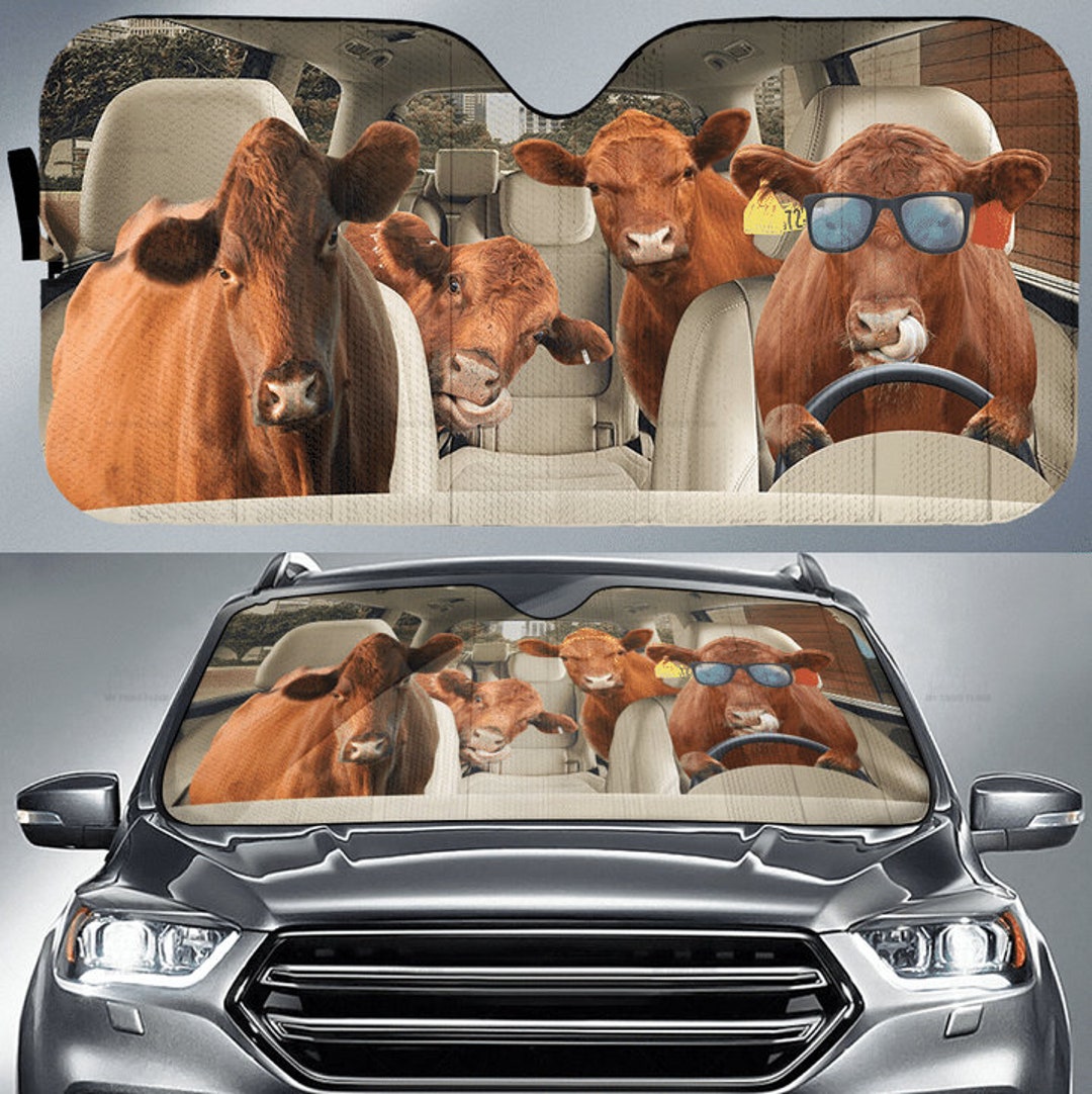 Cattle Family Driving Car Sun Shades,cow Car Accessories, Cow Car ...