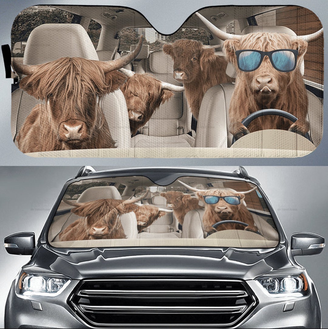 Highland Cow Driving Car Sun Shades,cow Car Accessories, Cow Car ...