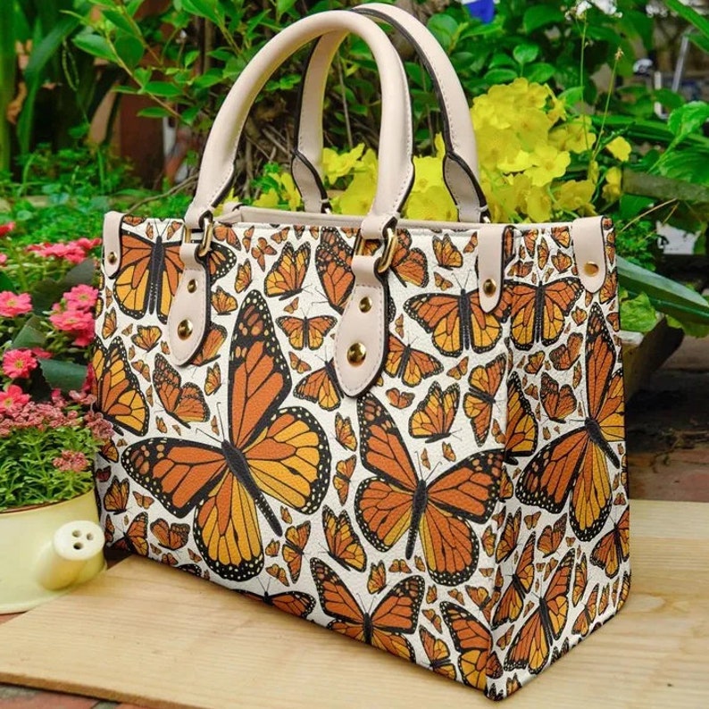 Monarch Butterfly Aesthetic Leather Bag Hand Bag,butterfly Lover's ...