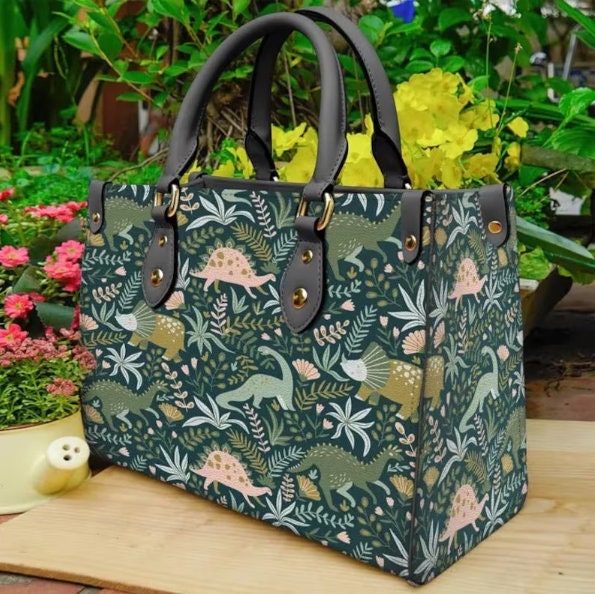 Dinosaur Flower Leaf Leather Bag hand bag,Dinosaur Women Handbag sold ...