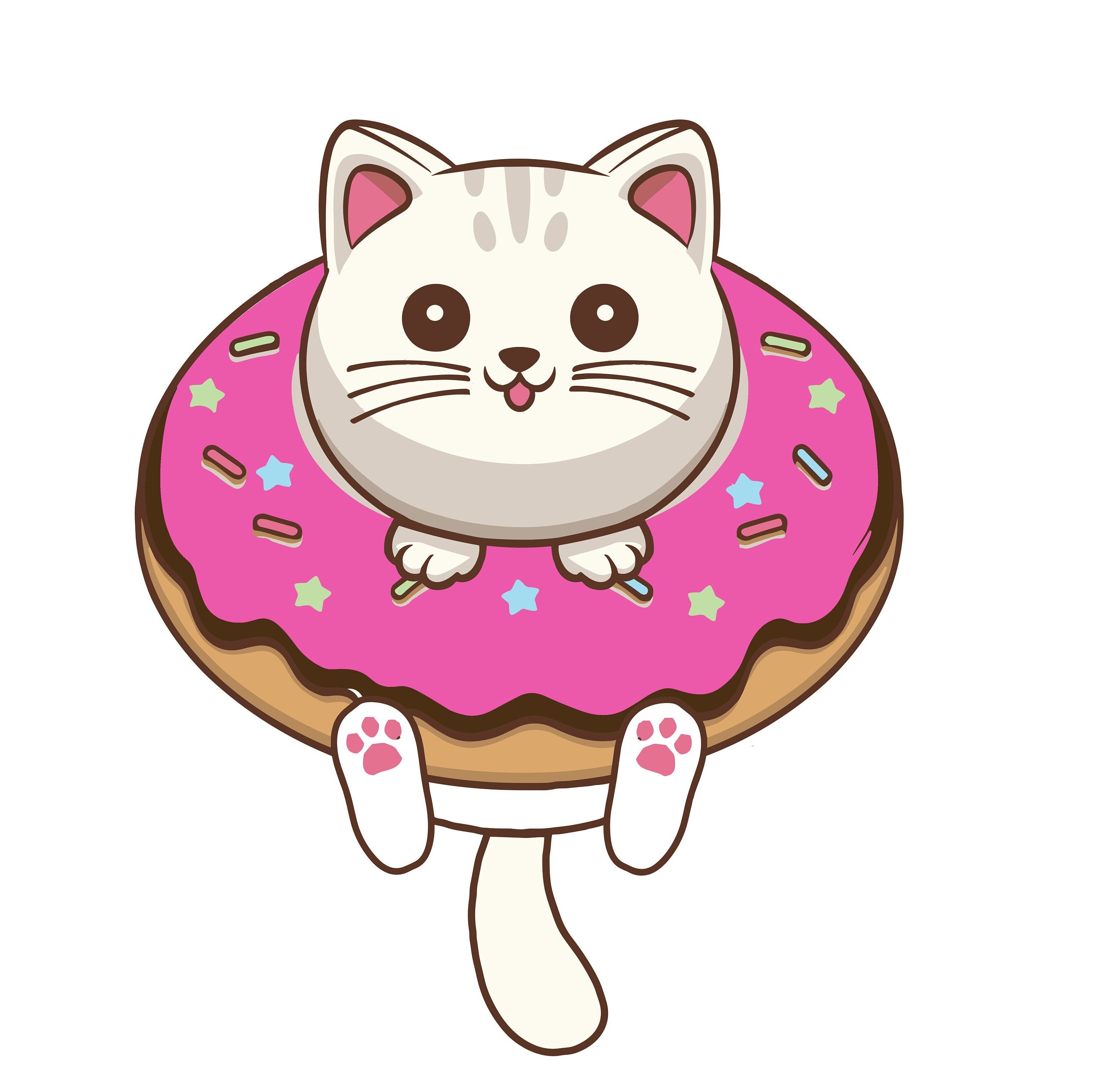 Donut Cat Svg Cute Cat Donut Kawaii Kitty Doughnut Sweet Animal Baby Bodysuit Kid Girl Shirt ...