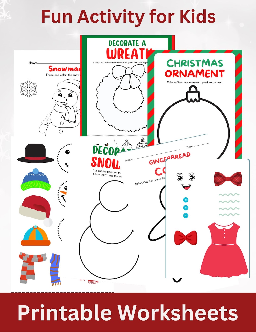 Christmas Coloring Pages: Santa, Snowman, Gingerbread (PDF) - Etsy