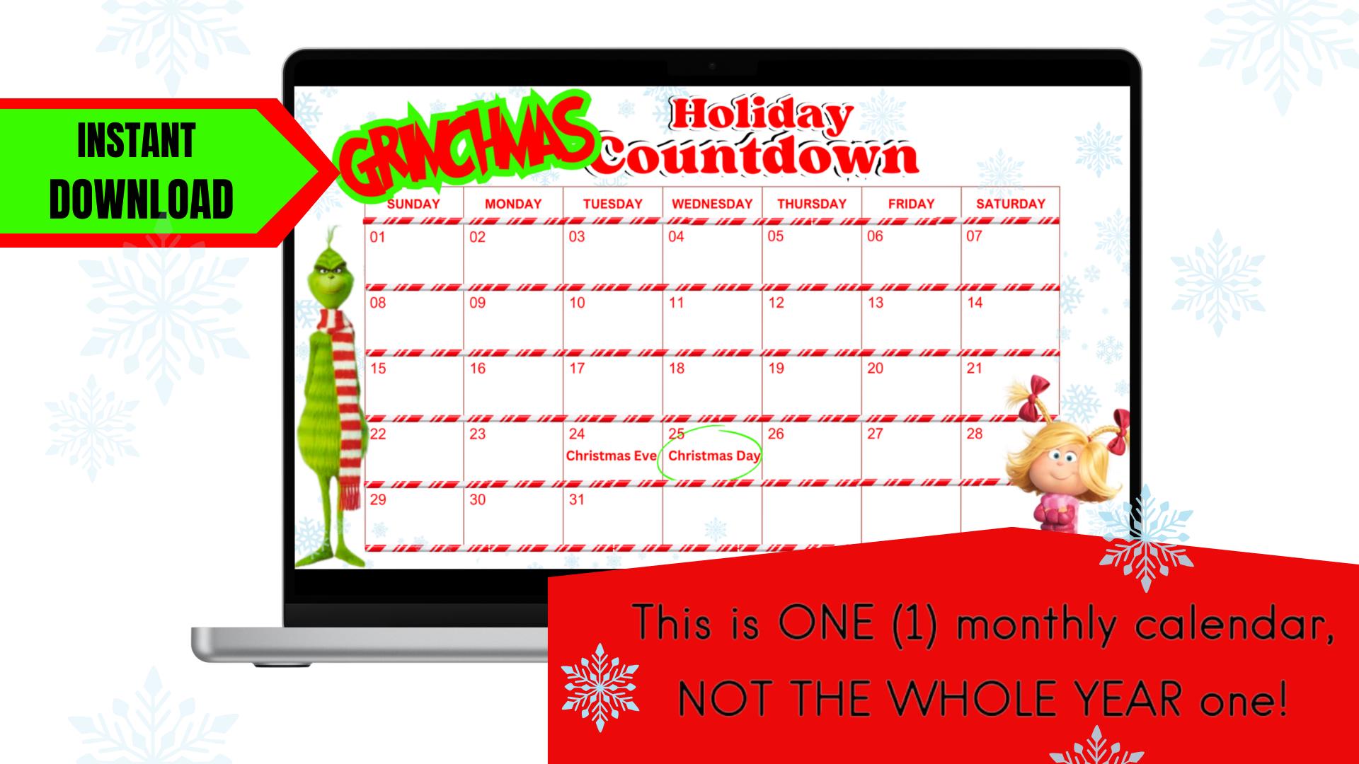 Grinch, Grinch Calendar, Grinch Holiday Decor, Grinch Christmas ...